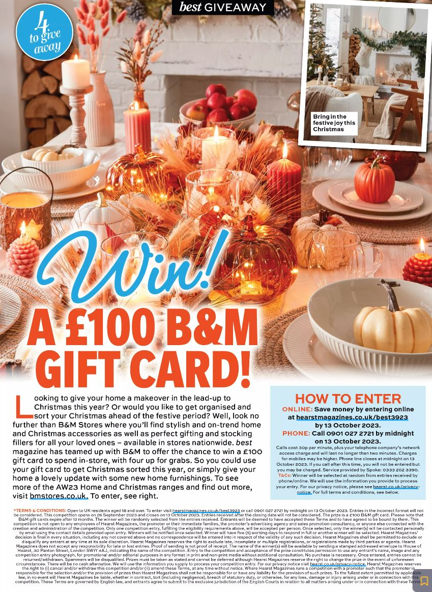 E:13/10 Win a £100 B&M Gift Card [Best 39] — MoneySavingExpert Forum