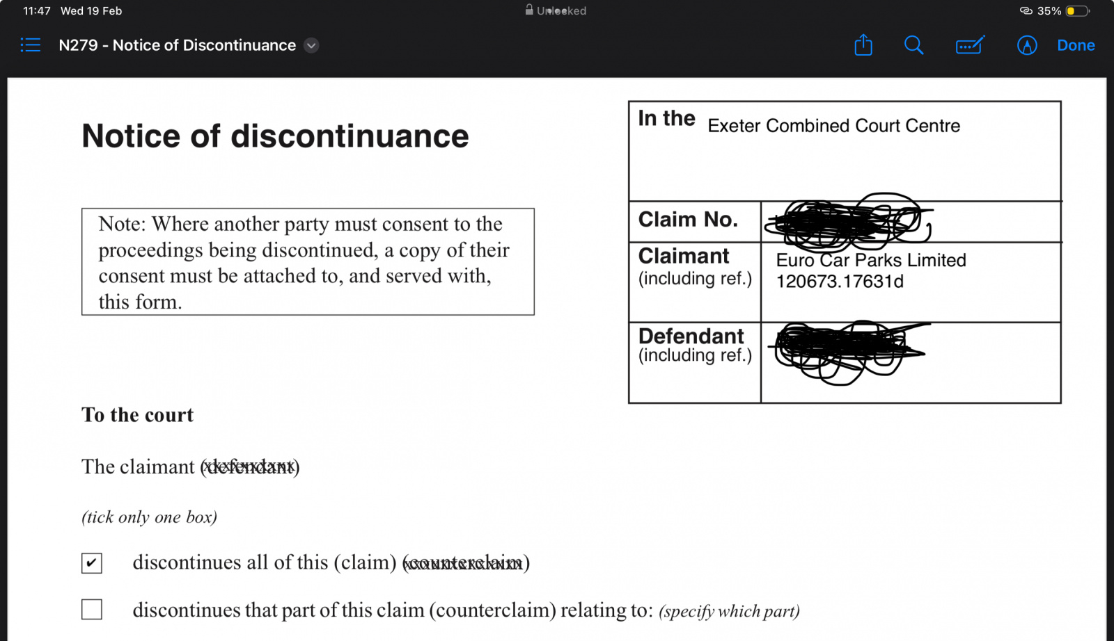 Parking Fine: Euro Car Parks Limited Claim Form - Page 5 ...