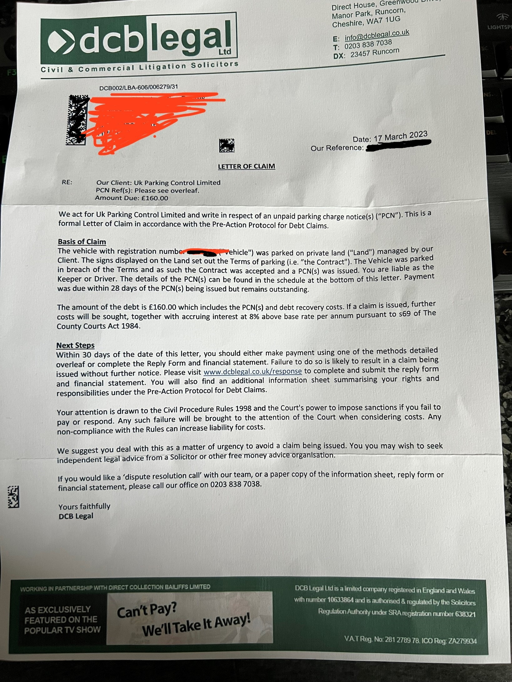 Letter OF Claim - DCB Legal - Help/guidance — MoneySavingExpert Forum