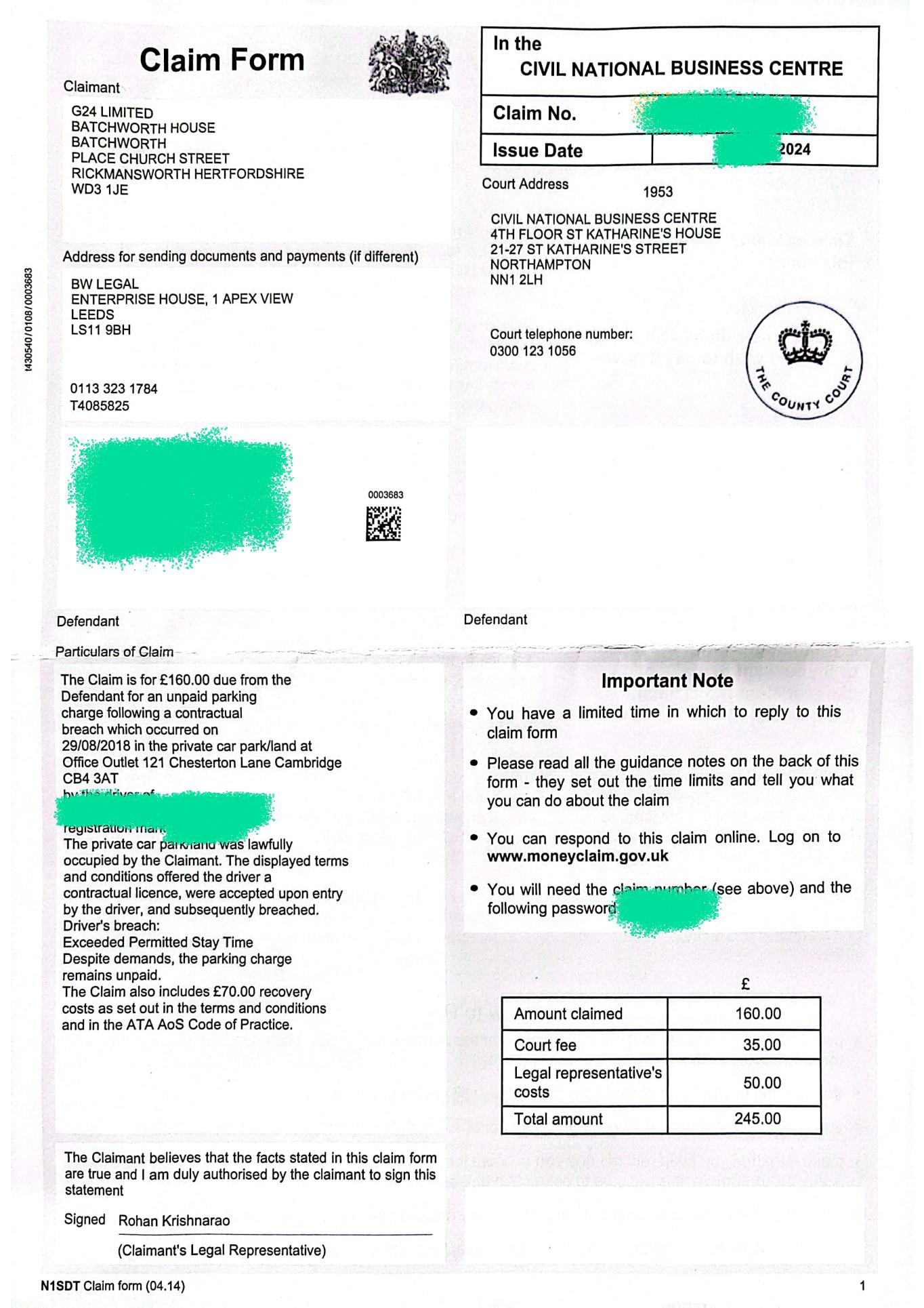 Duplicate Claim form for a claim that was adjudicated/dismissed by the ...