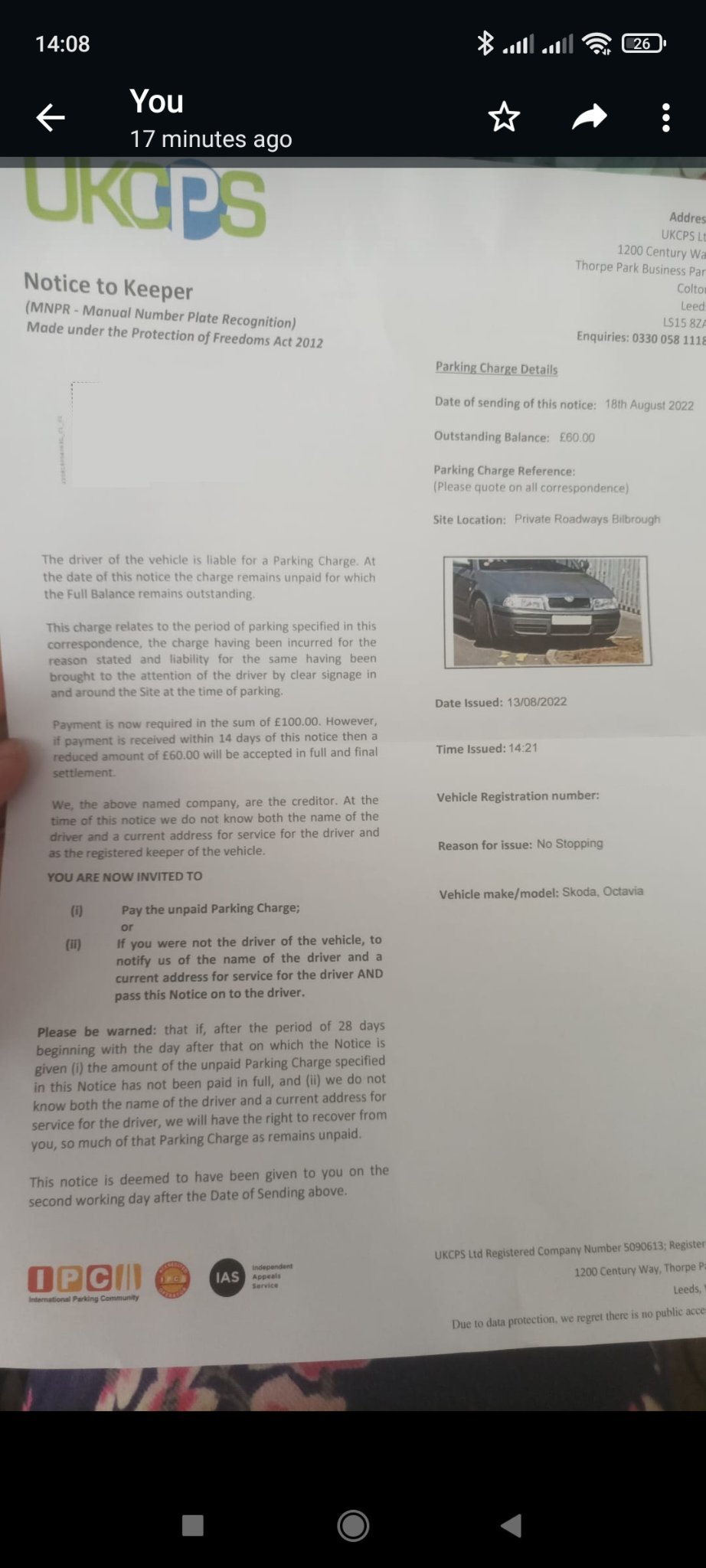 UKCPS Parking Fine - "No Stopping" - Please Help! — MoneySavingExpert Forum