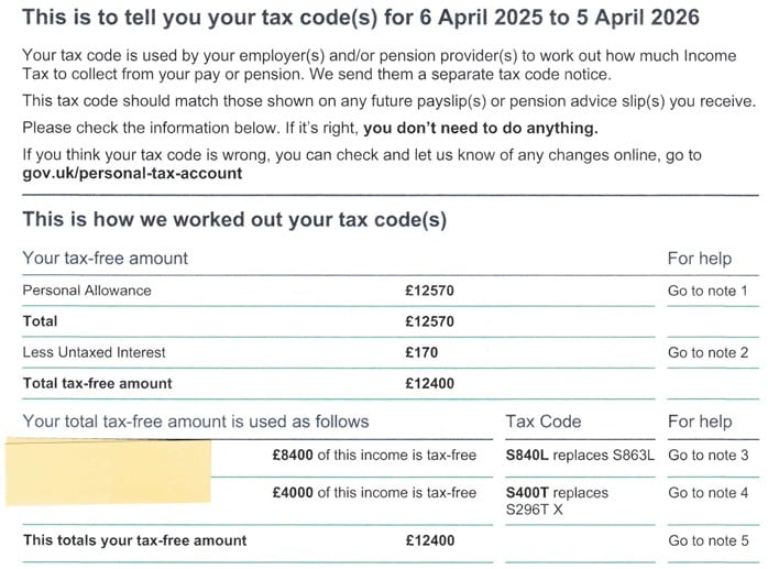 Is my understanding of this tax code notice correct ...