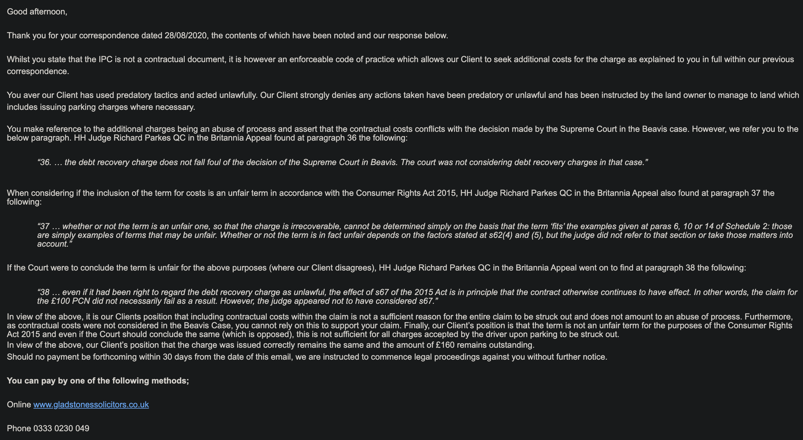 Snappy legal response from Gladstones — MoneySavingExpert Forum